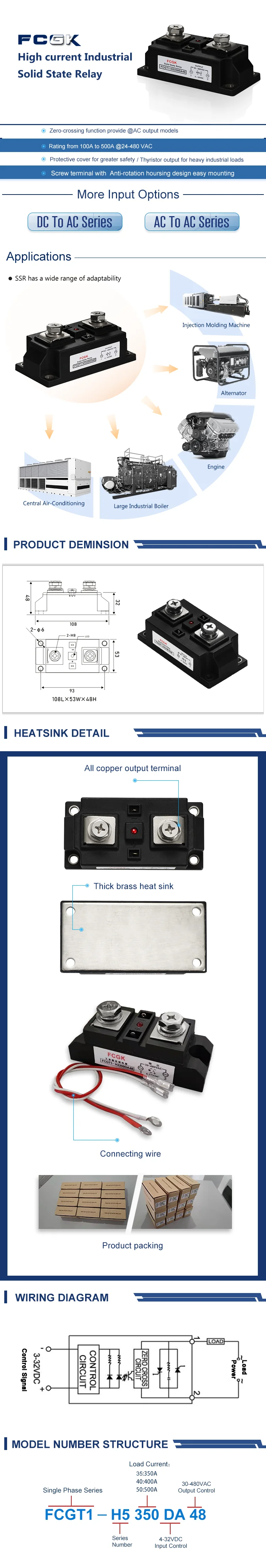 Fcgk Da Series High Current Industrial 400a Solid State Relay 500a Ssr ...