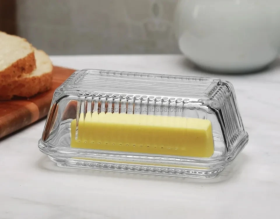 Clear Rectangular Glass Butter Dish with Glass Lid Cover New Arrival ...