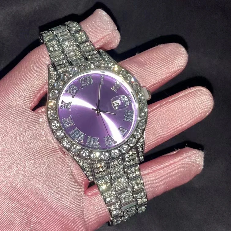 Factory Price Bling Iced Out Big Face Quartz Watches Luxury Ladies ...