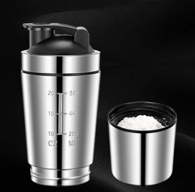 Stainless Steel Protein Shaker with Storage - 4MO Model