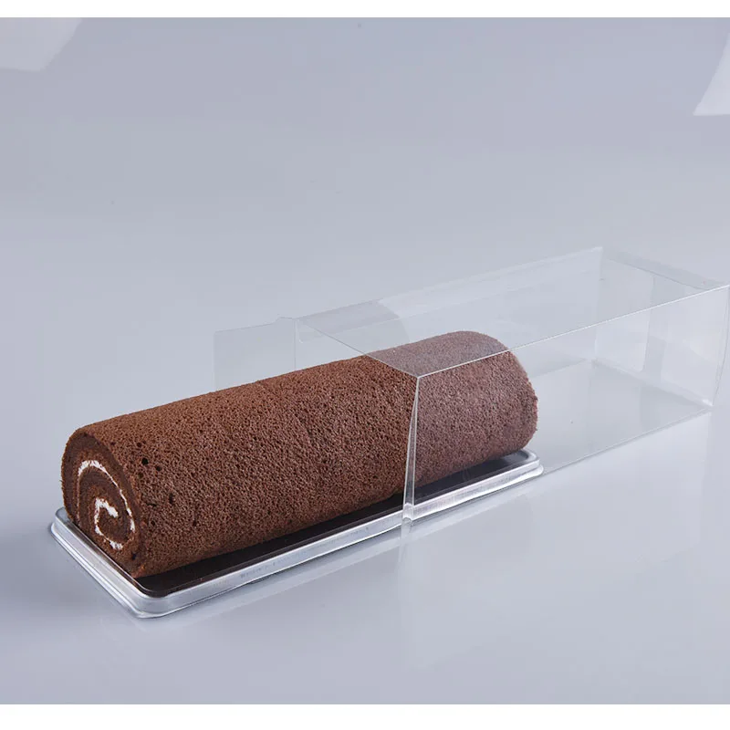 High Quality Plastic Rectangular Transparent Mousse Swiss Roll Cake ...