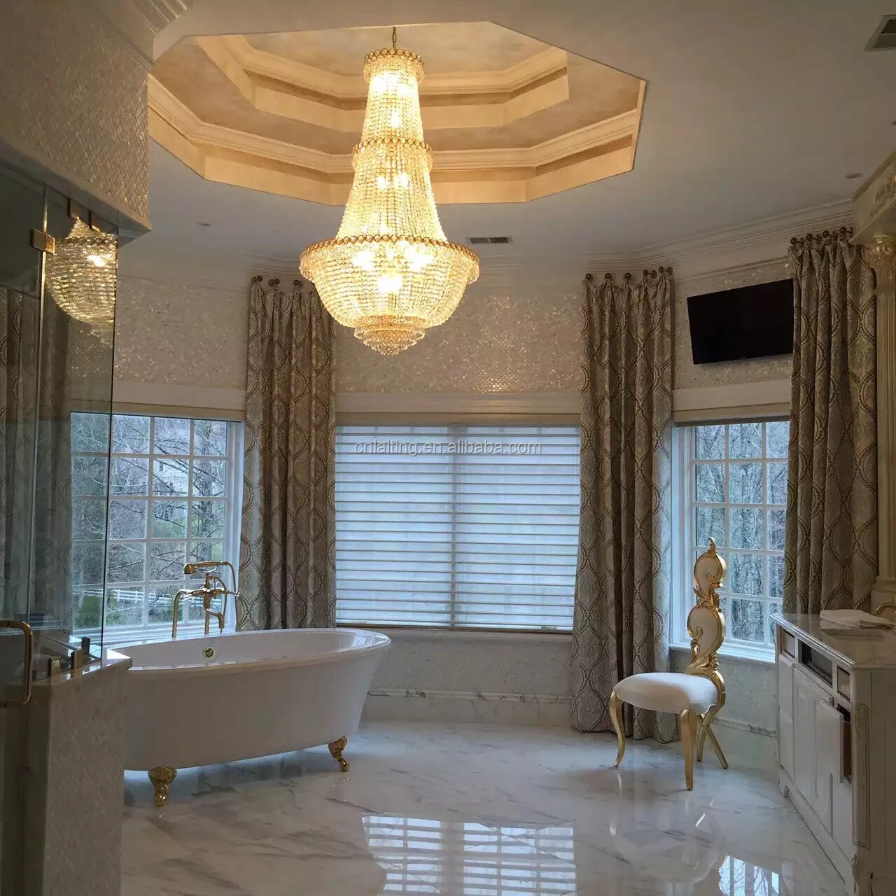 Custom Modern Hotel Lobby Villa Large Project LED Crystal Chandelier ...