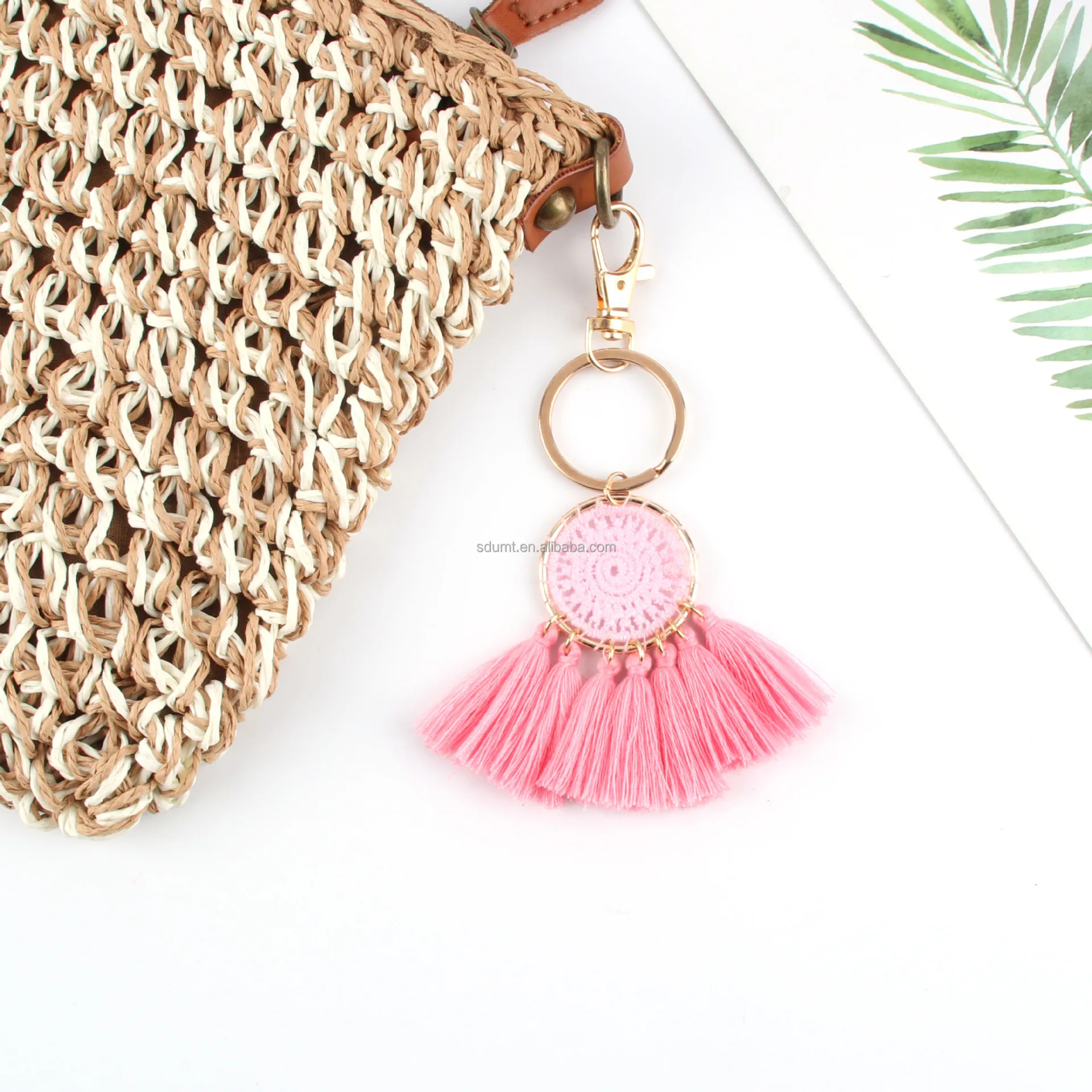 Ethnic Bohemian Handmade Colored Cotton Tassel Pagoda Dangling Key Ring ...