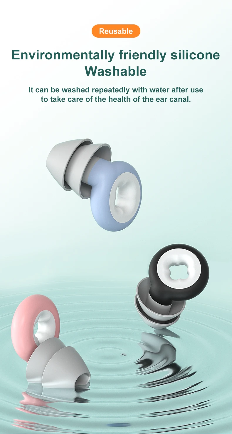 ES200 Waterproof Two-Layer Pink Noise Cancelling Earplugs