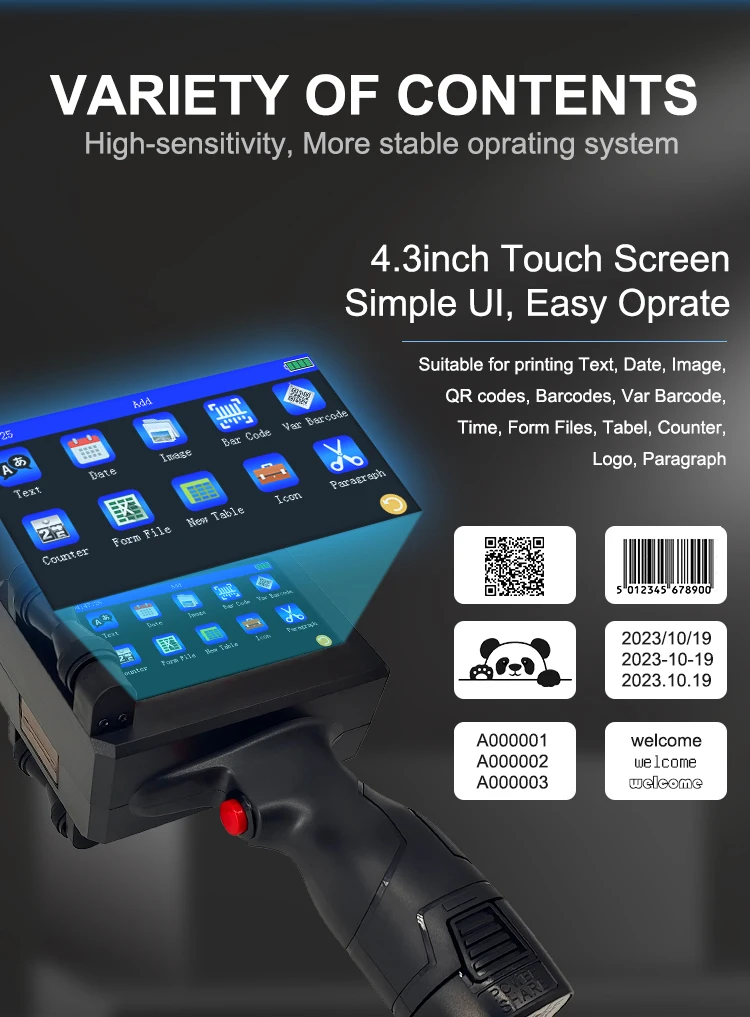 Light Weight 25.4mm Portable Handheld Mini Color Inkjet Printers