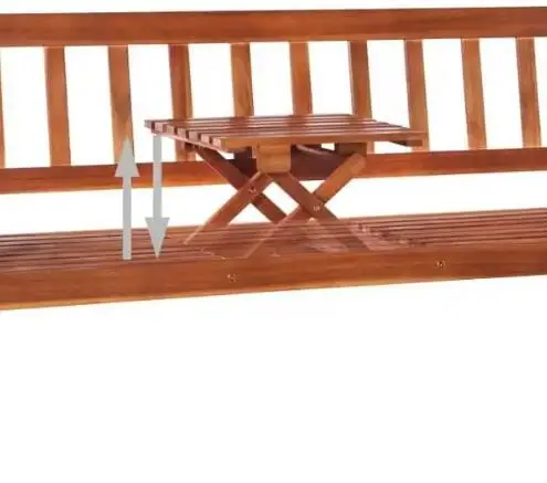 Solid Wood Garden Bench With Pop-up Table Brown Outdoor Seat - Buy Wood ...