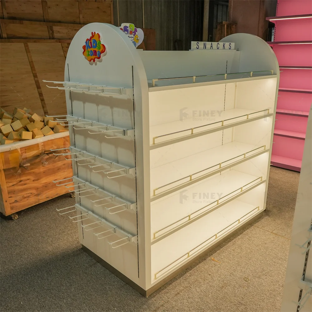 Custom Candy Display Racks Led Light Gondola Snack Display Rack Hook ...