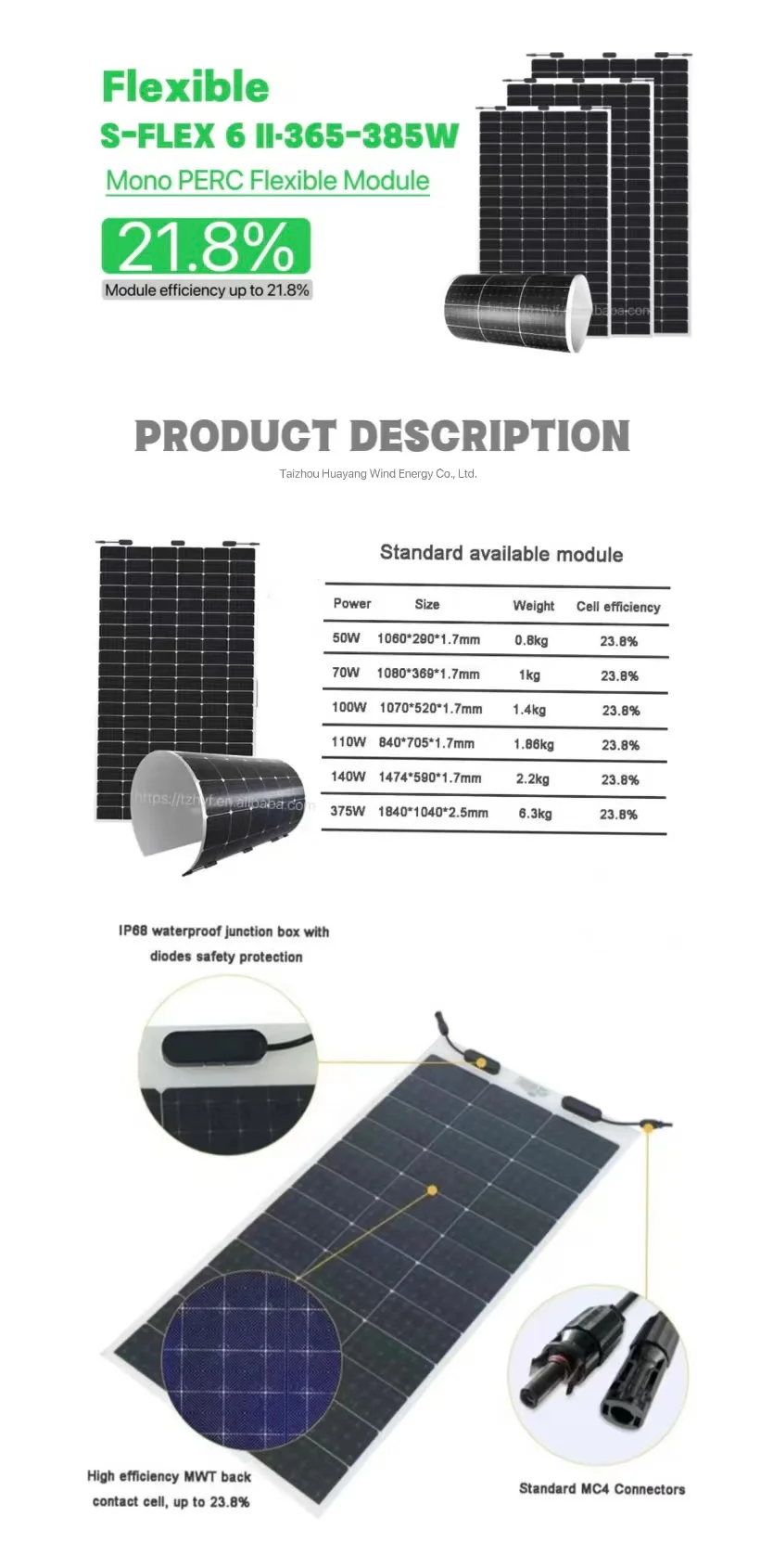 Flexible Paneles Solares 80w 120w 150w 380W High Flexible Solar Energy ...