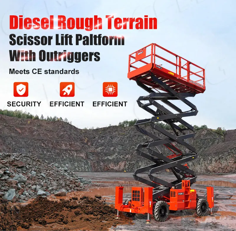 Cfmg Hydraulic Scissor Lift All Terrain Diesel Aerial Lift Table Work ...