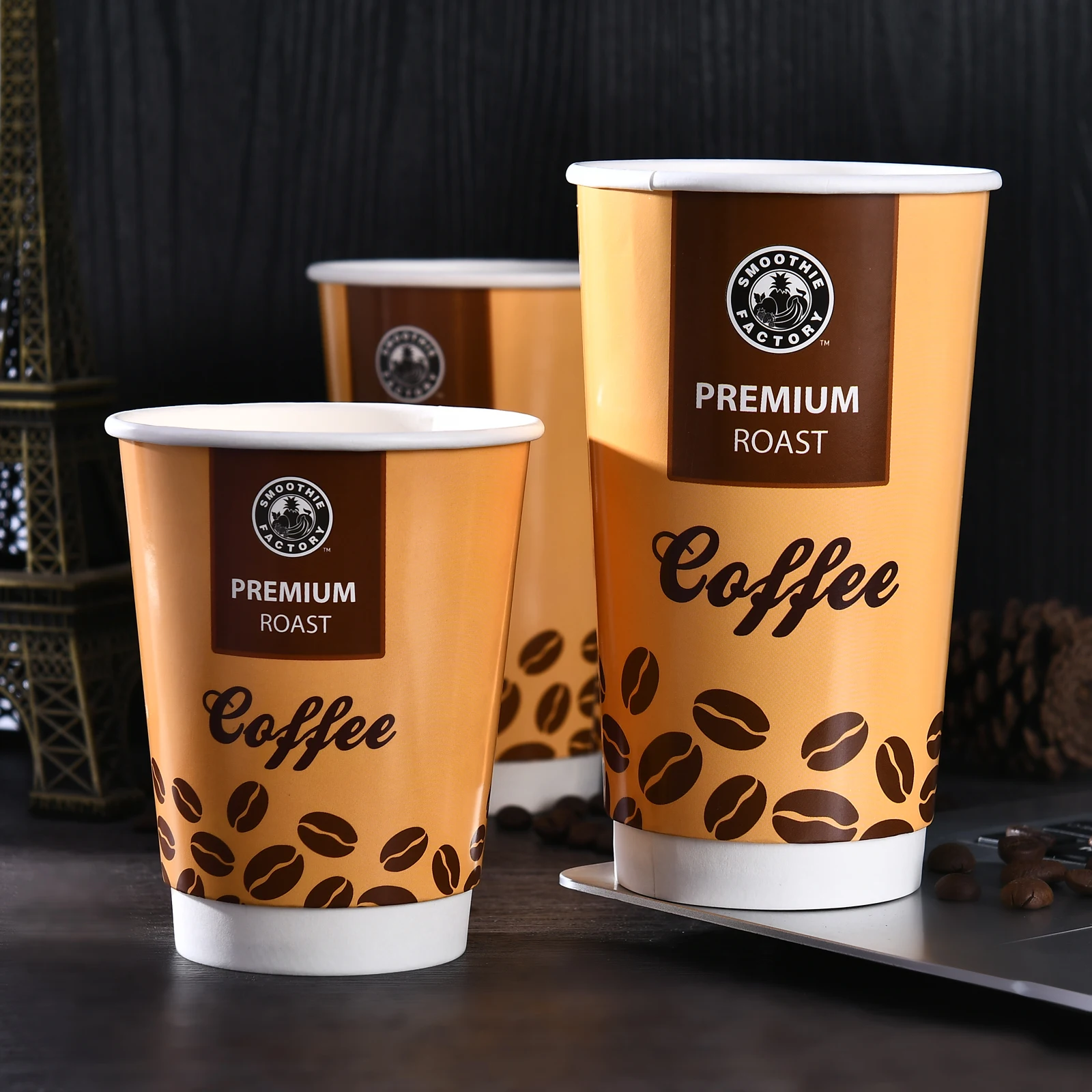 Custom Printed Biodegradable Ripple Cold Drinks Paper Cups For Coffee ...