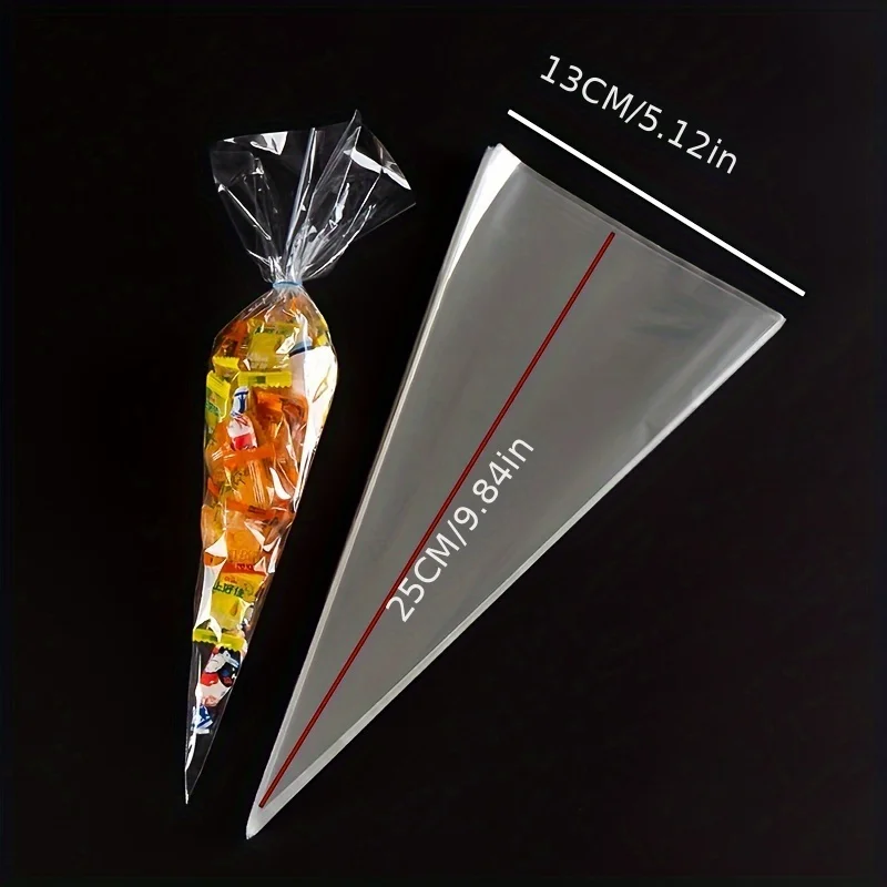 Transparent Cone Shape Bags - Perfect for Candy & Cookies