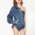 Casual One Shoulder Denim Jacket For Women Lapel Long Sleeve Button ...