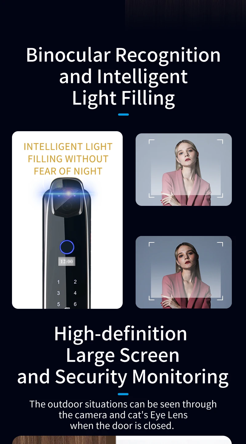 XSDTS CS7 Tuya Digital Smart Door Lock - 3D Face Recognition