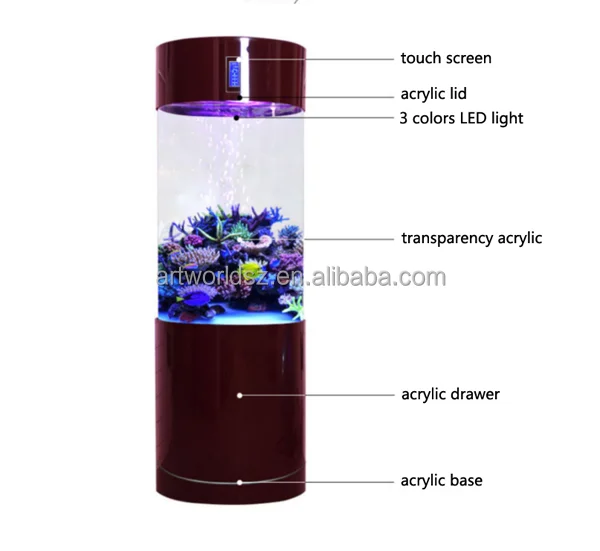 Acrylic Aquariums Clear Acrylic Fish Tank Round Wine Red Fish Tank ...