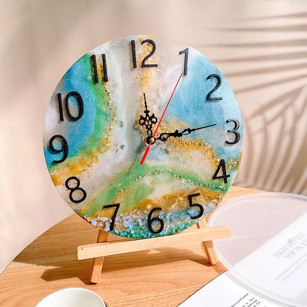 Dm744 Silicone Resin Molds Epoxy Clock Big Round Cement Clock Mould And ...