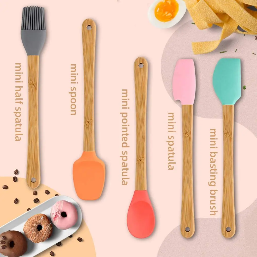 Wood Handled Mini Spatula Mini Silicone Baking Spatulas Set Silicone ...