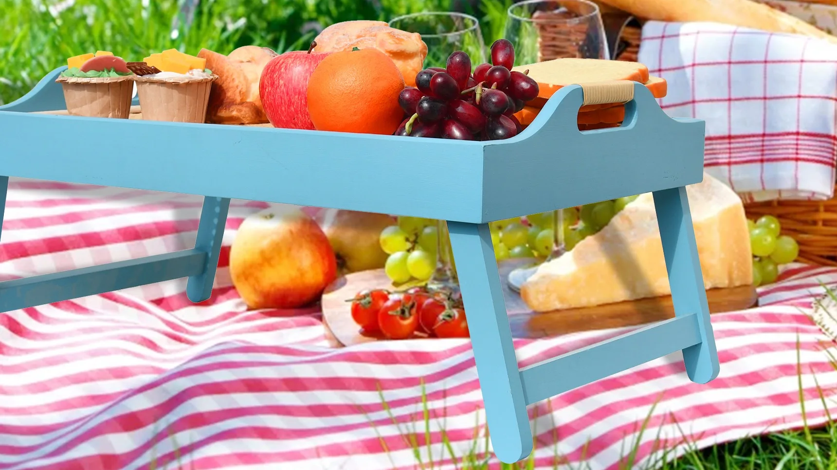 Stable And Durable 5 Piece Set Living Room Folding Snack Wooden Bamboo ...