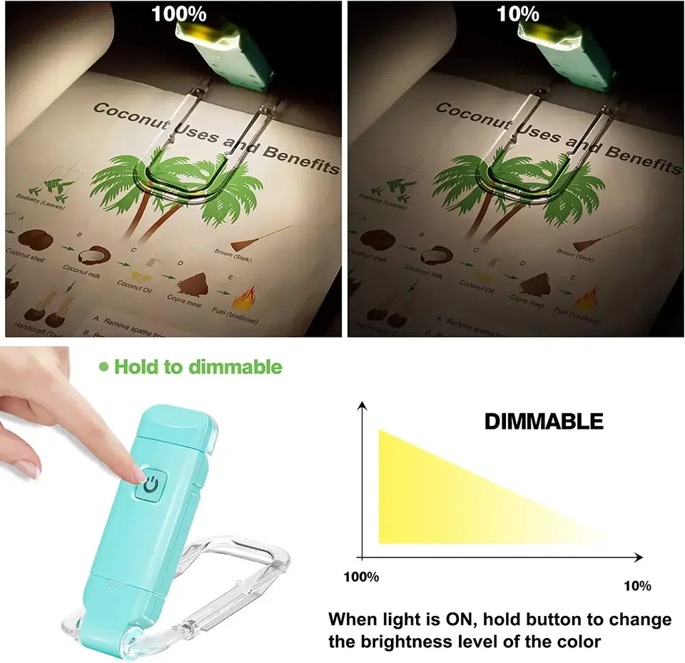 Folding Mini LED Book Reading Light - USB Rechargeable