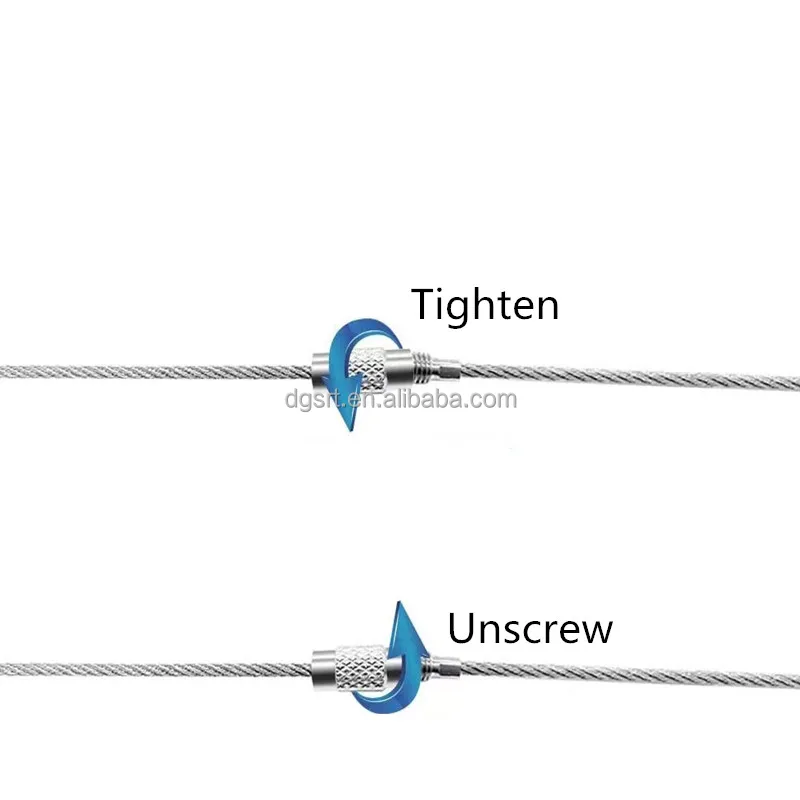 Colourful 1.5 mm Hanging Luggage Tag Wire Rope Key Chain Screw Key Loop ...