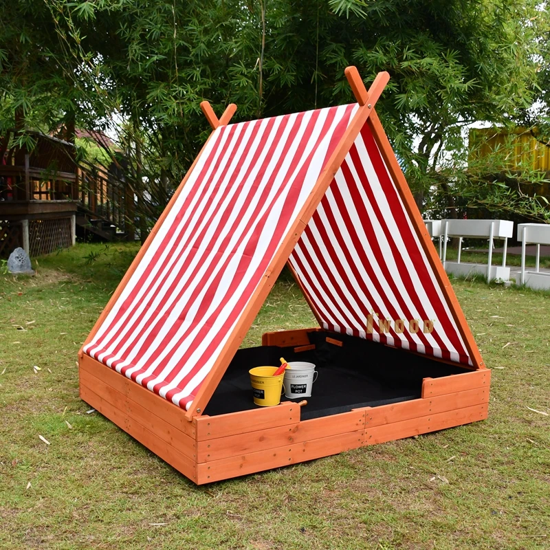 Wooden Sandbox/Wooden Sandpit Outdoor Wooden Sandbox with Tent| Alibaba.com