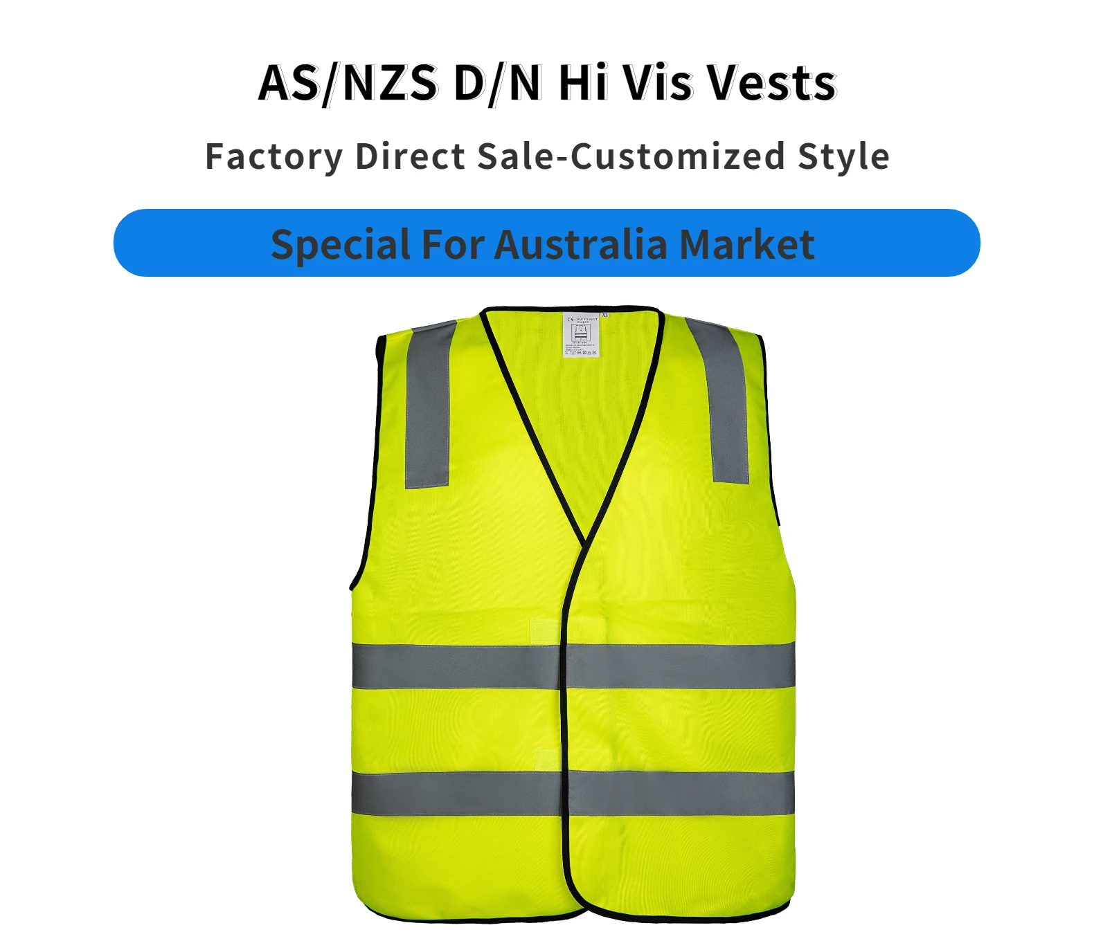 Hi Vis Vest - Reflective Polyester Safety Vest for Australia