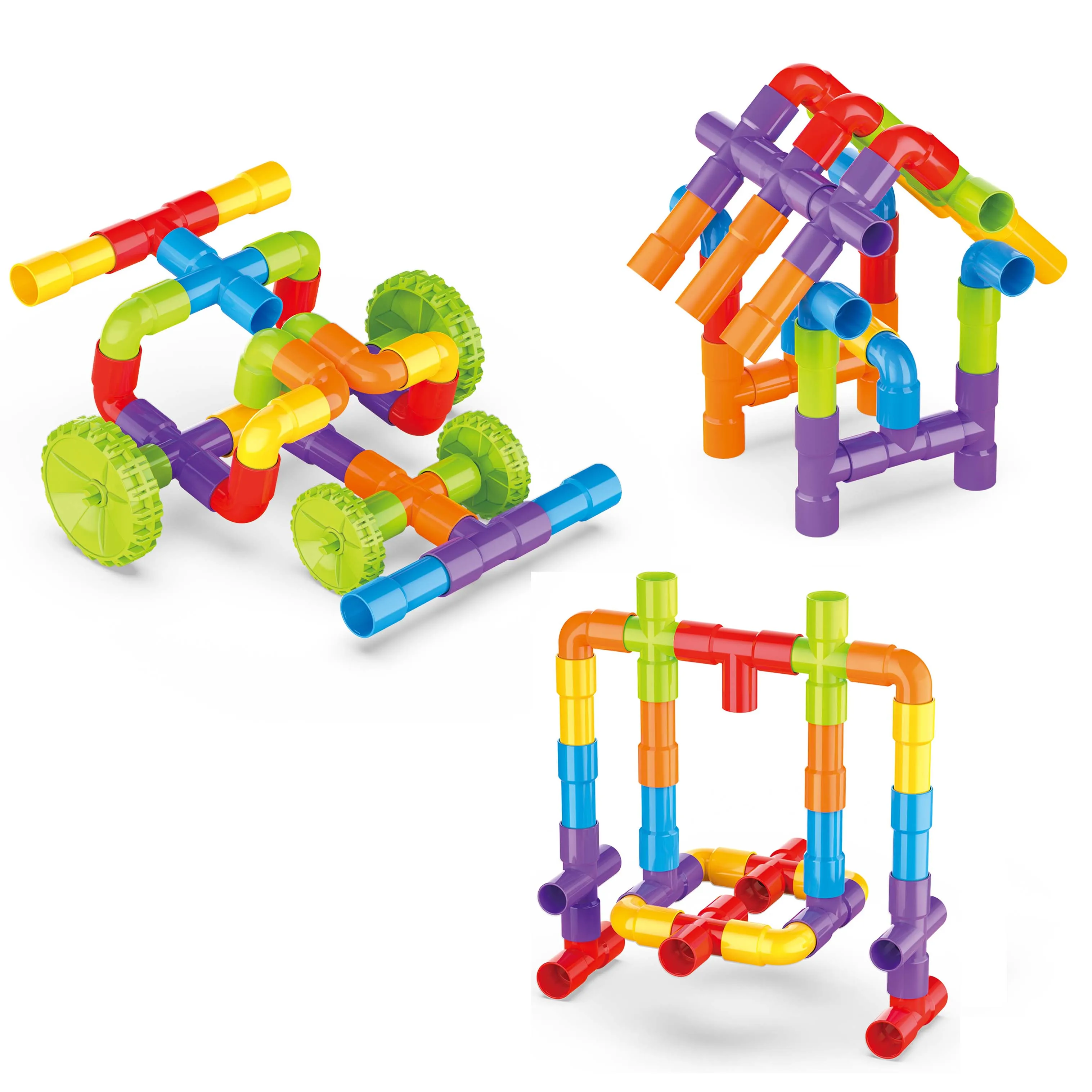 2024 Kids educational pipe tunnel building block toys DIY assembly 55 ...