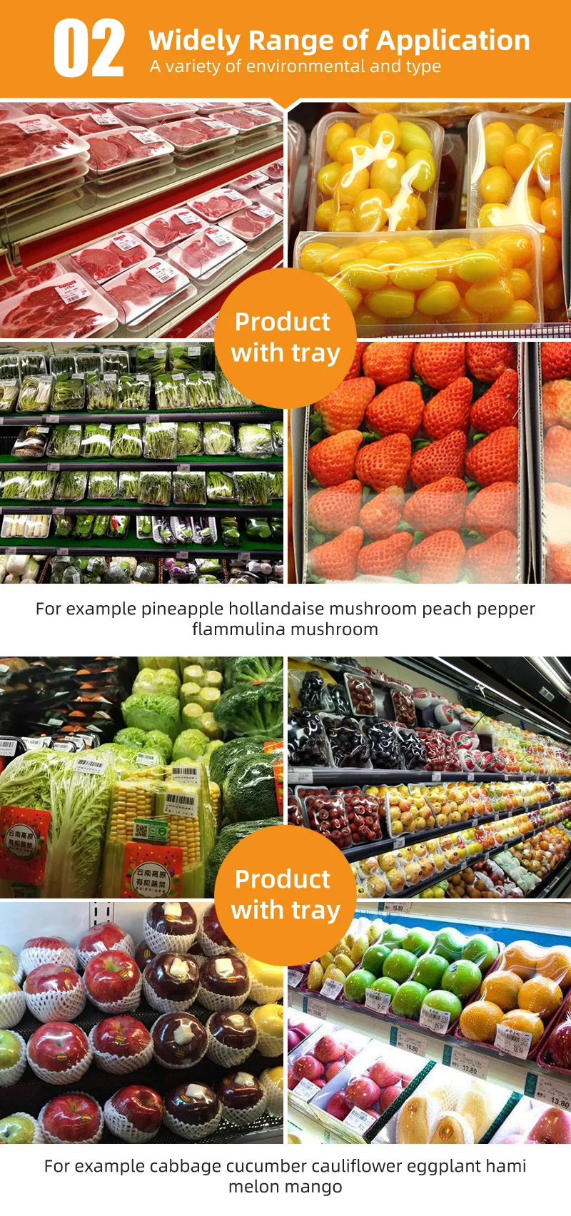 Fresh Supermarket Use Cling Film Wrapping Machine For Vegetables Fruit ...