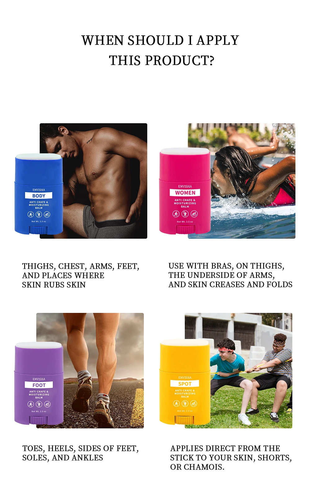 Inner Thighs Underarms Shoulders 24 Hour Protection Anti Chafing Stick ...