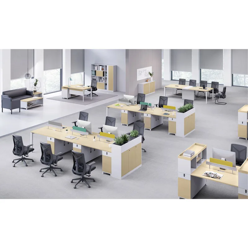 Small Simple Design Melamine Single Person I Shaped Office Desk Staff ...