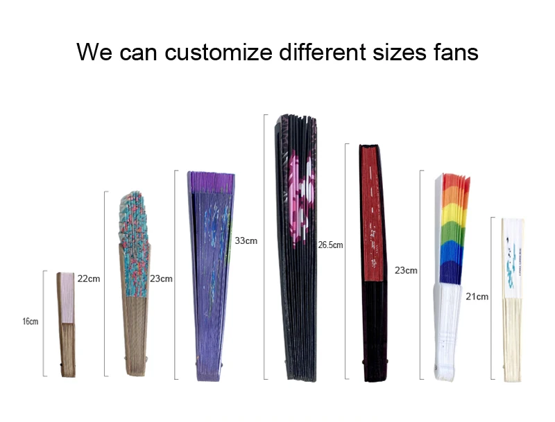 Custom Promotion 21cm 23cm 33cm Wood Bamboo Plastic Fans