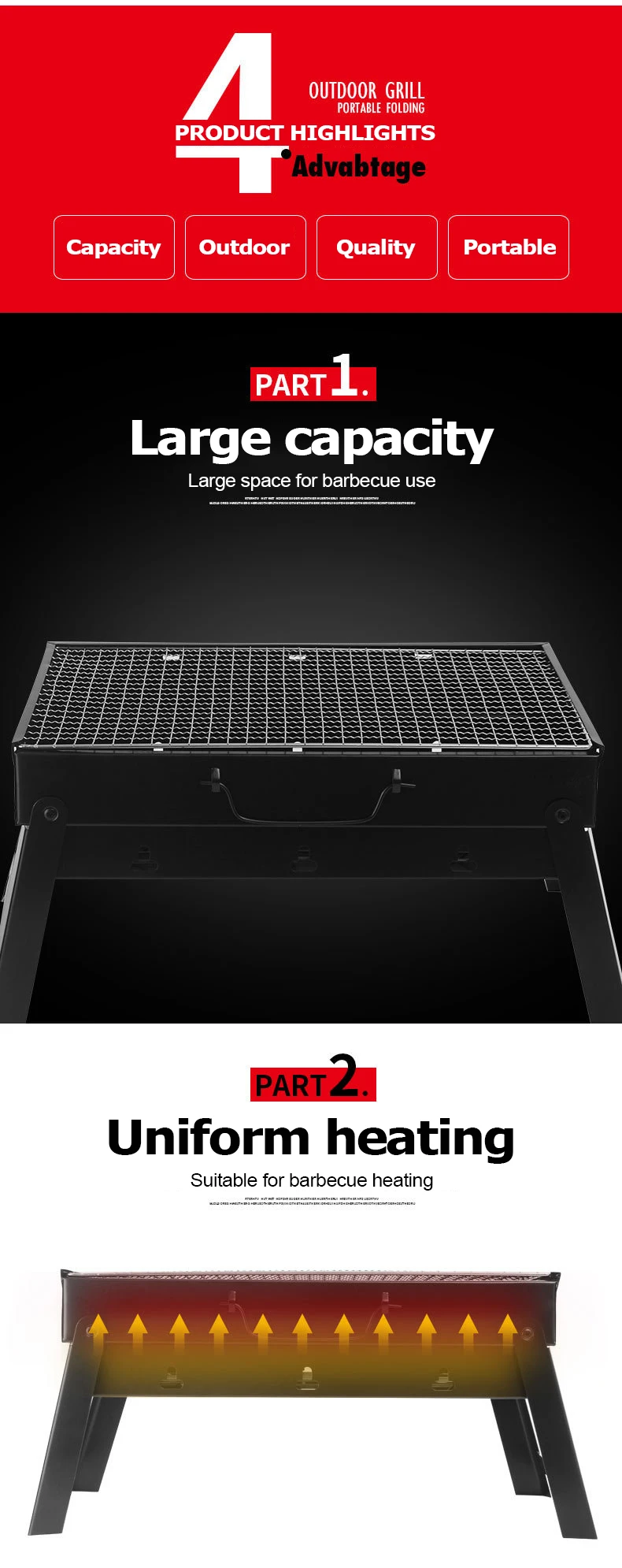 Portable Bbq Barbecue Grill Rotisserie Small Parrilla Portatil Folding ...