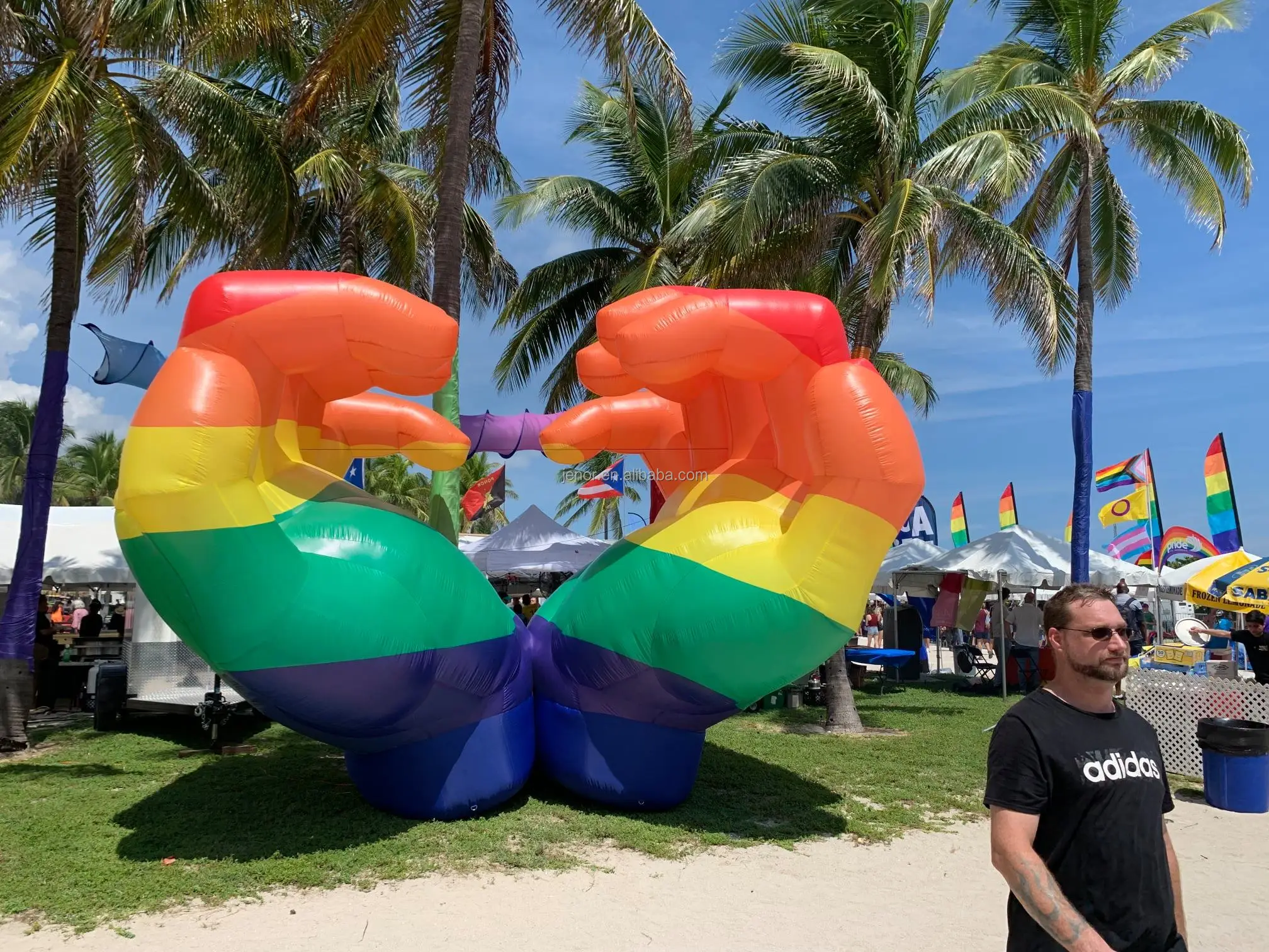Colorful Rainbow Inflatable Arch Tunnel for Pride Parades