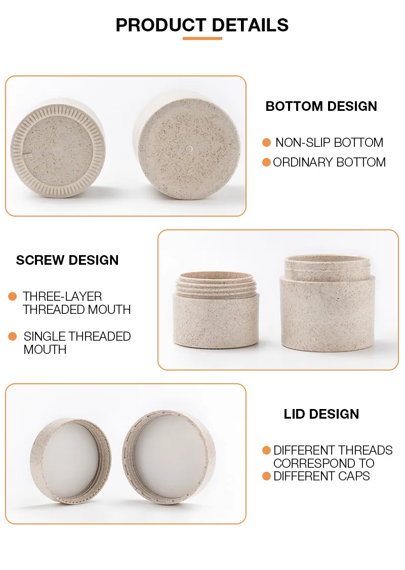 Wholesale Eco Friendly Biodegradable Packaging - Wheat Straw Cosmetic Jars