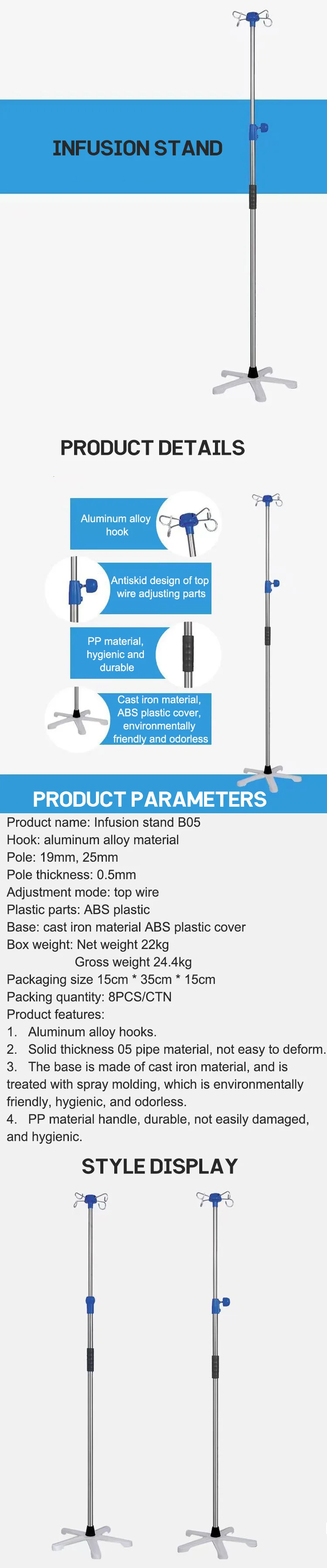 Winfair Hospital Medical Heavy Duty Iv Drip Infus Infusion Pump Pole ...