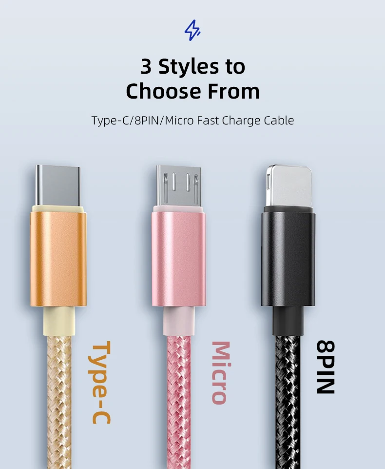 Cabos Usb To Type C Micro Kabel Data Line 3a Fast Charging Cable ...
