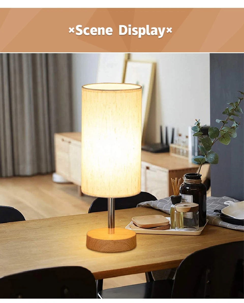 Led Bedside Lamp 3000k Brightness Adjustable Touch Switch Table Lamp ...