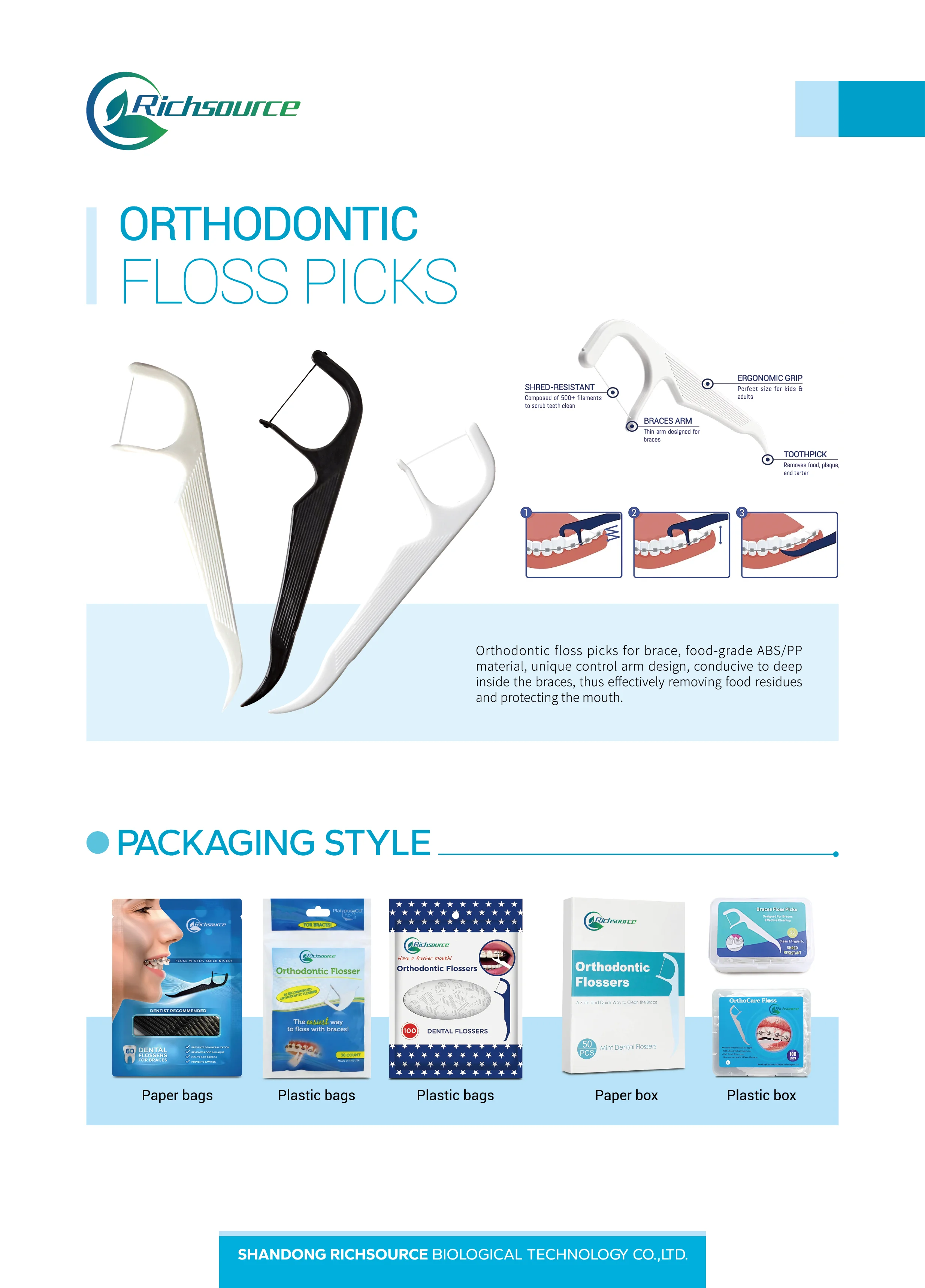 Orthodontic Dental Floss Picks - Bamboo Charcoal Material