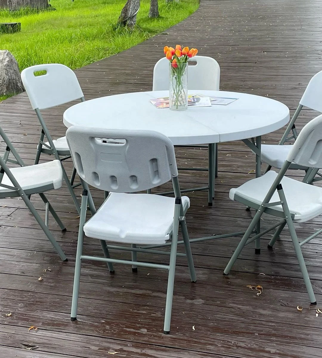 Portable Outdoor Folding Table Foldable Garden Table 4ft White Plastic ...