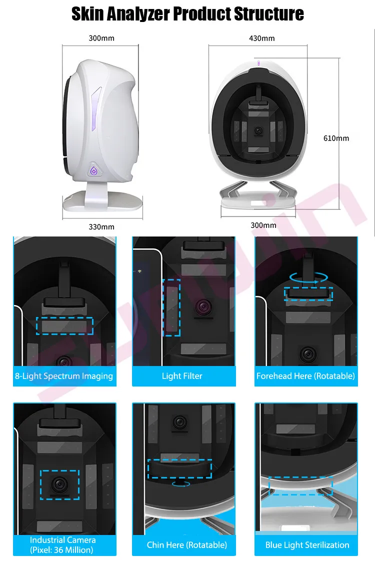 2024 Portable 3d Ai Face Skin Analyzer System Facial Tester Scanner ...