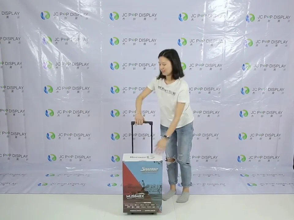 Custom Corrugated Cardboard Trolley Bag Portable Exhibition Display ...