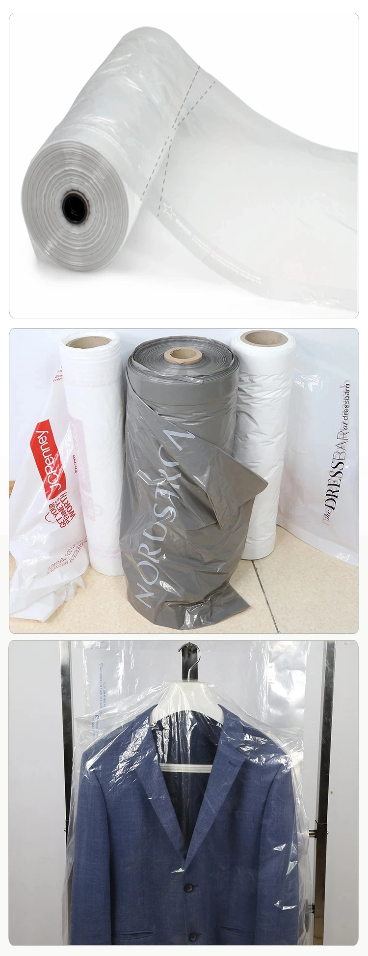 Dry Cleaning clear Poly Plastic Garment/laundry/clothing Bags in Roll ...