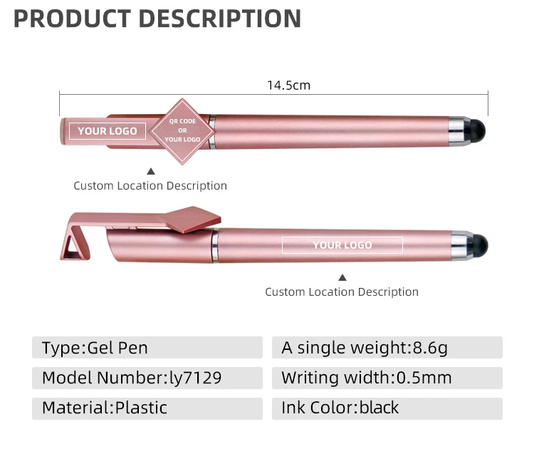 Promotional Plastic Gel Pen 0.5mm Black Ink QR Codes Print Square ...