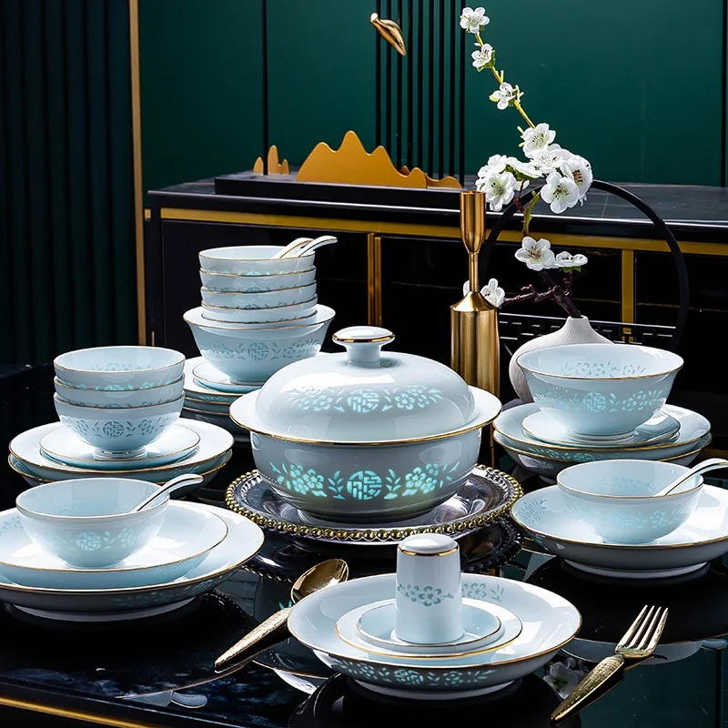 Quality Luxury China Colorful Dinnerware Sets Ceramic Tableware White ...