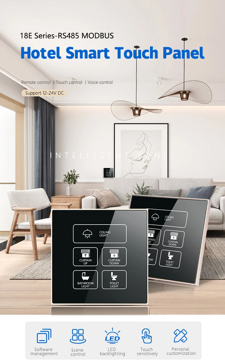 18E Series-Rs485 12-24V MODBUS Luxury Hotel Smart Touch Panel