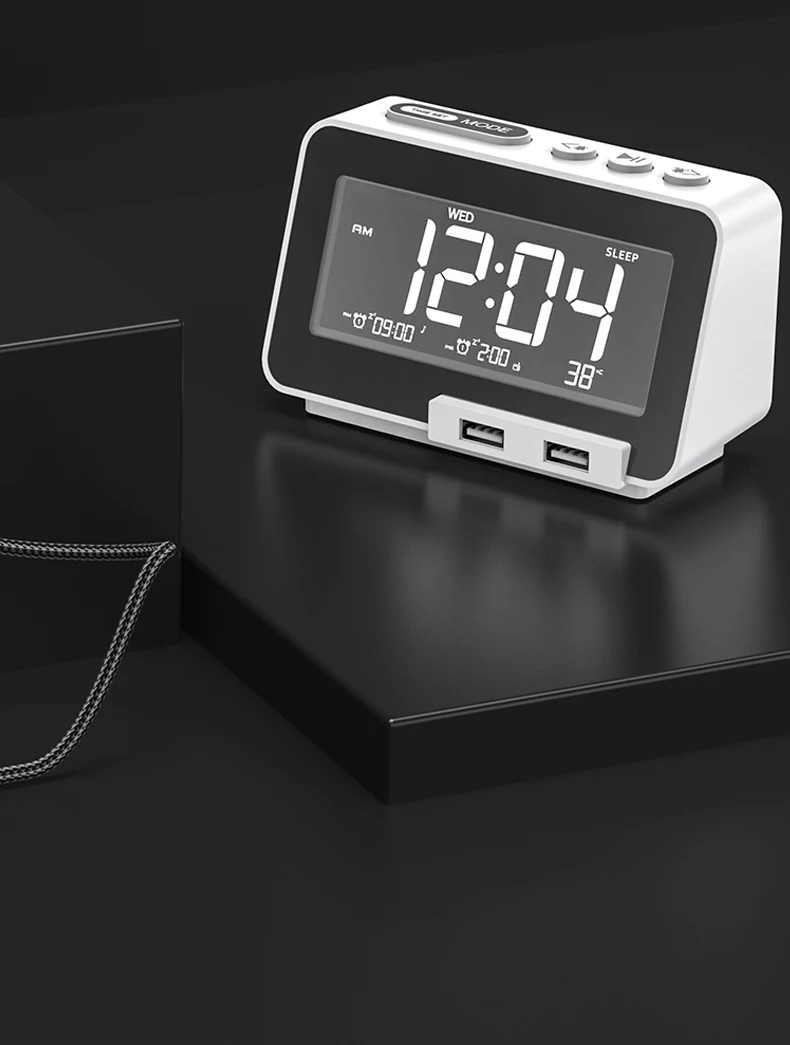 Hotel Alarm Clock Radio FM with Sleep Timer Dual USB Port Charging ...