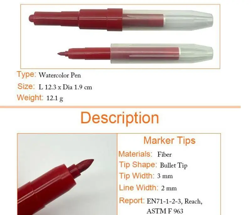 6 Colors Transparent Plastic Watercolor Pens For Kindergarten Students ...