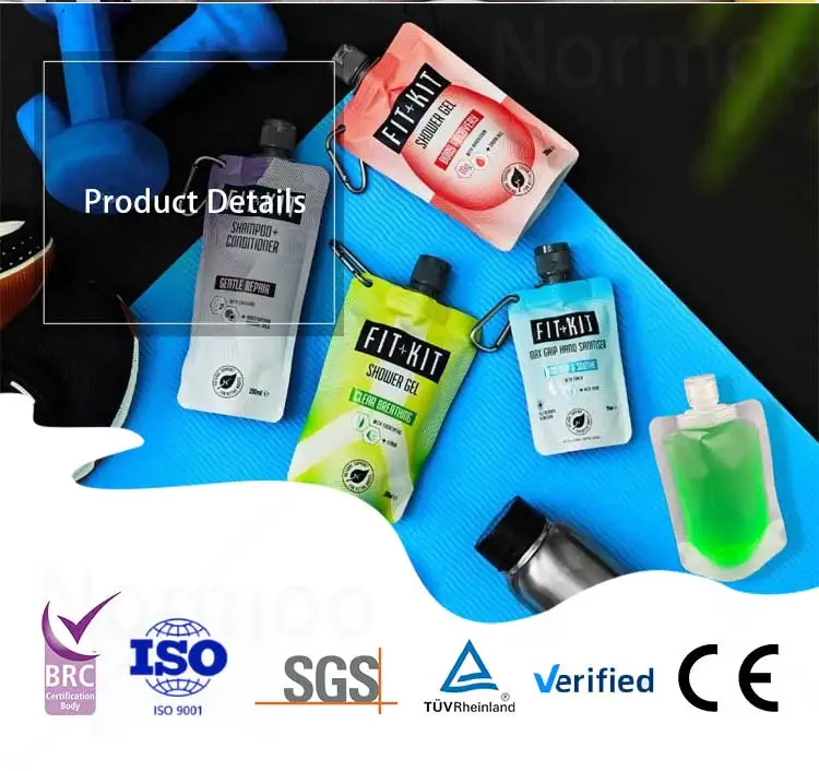 Custom PCR Cosmetic Spout Pouch Shampoo Bag Shower Gel Stand up Pouch ...