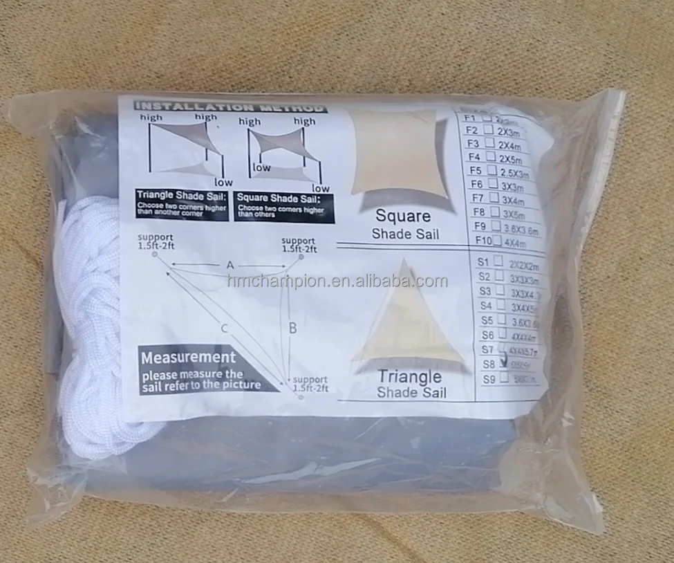 Waterproof Shade Sail High Durable Shade Sail 600d Pvc Coated Oxford ...