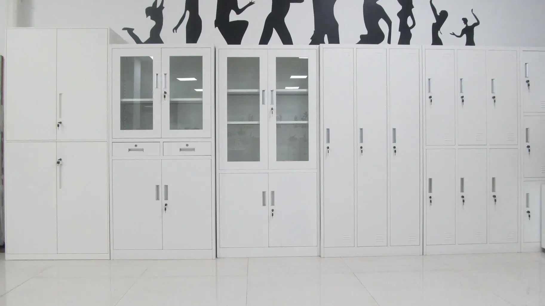 Tall Office Lockable Filing Cabinet Free Standing 2 Doors 4 Internal ...