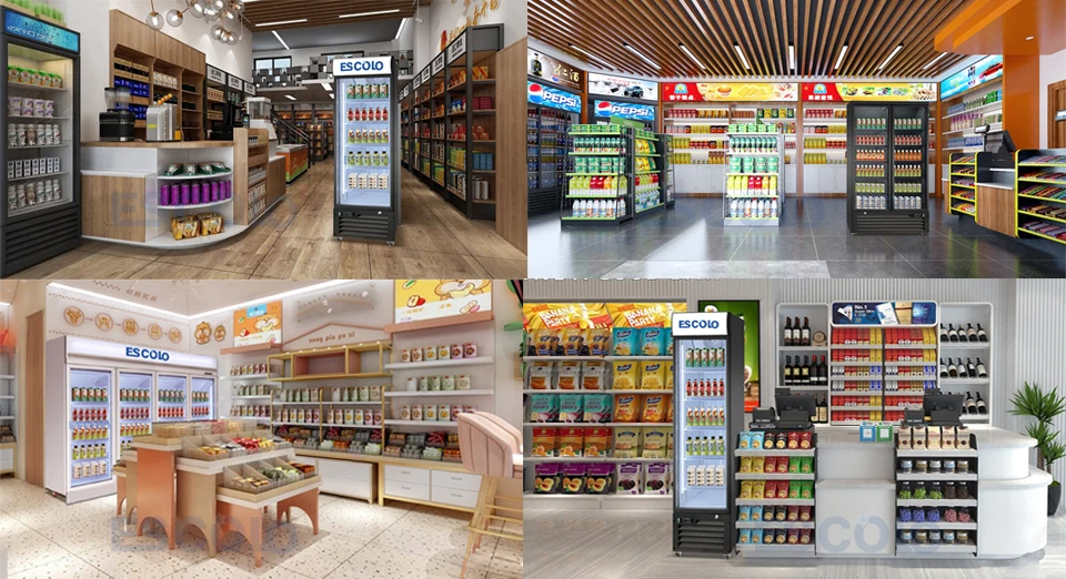 Slim Glass Door Cold Drink Display Case - Efficient Cooling